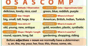 OSASCOMP- Quy tắc của tính từ đứng trước danh từ